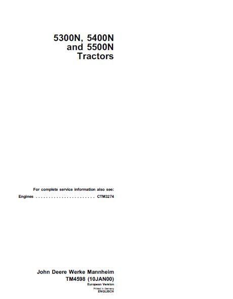 John Deere 5500N Tractor Service Repair Manual (tm4598) – FREESAMPLESERVICEMANUAL