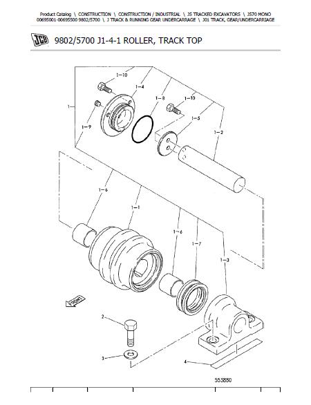 JCB JS70 MONO TRACKED EXCAVATOR Parts Catalogue Manual (Serial Number ...
