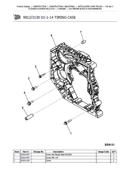 JCB 718 tier 3 ARTICULATED DUMP TRUCK Parts Catalogue Manual (Serial N ...