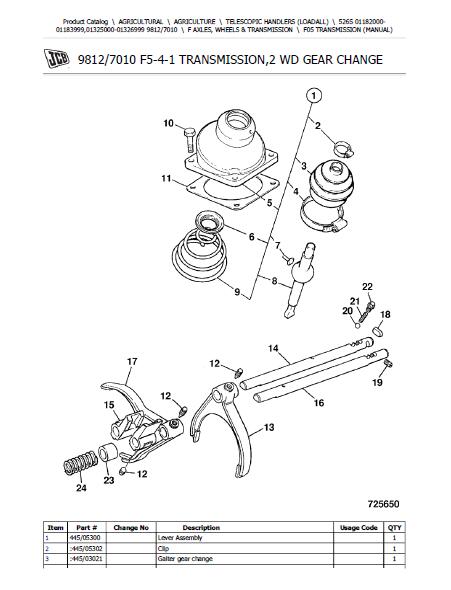 JCB 526S Telescopic Handlers (Loadall) Parts Catalogue Manual (Serial ...