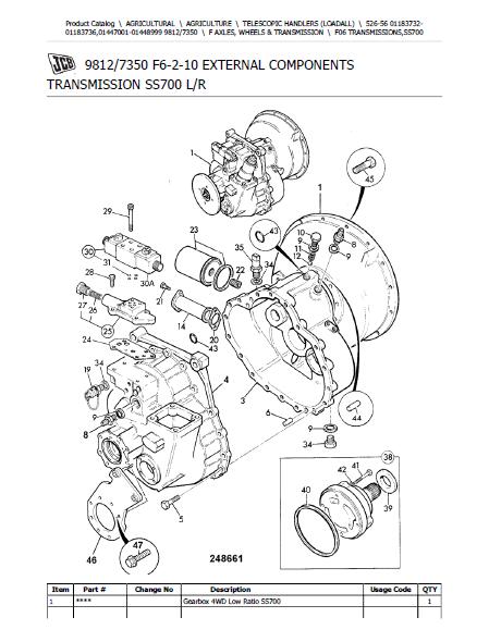 JCB 526-56 Telescopic Handlers (Loadall) Parts Catalogue Manual (Seria ...