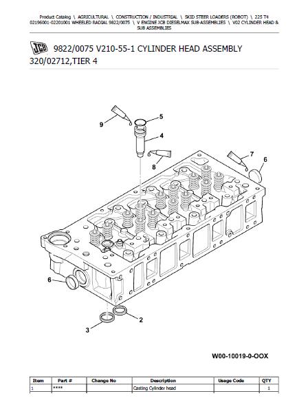 JCB 225 T4 WHEELED Robot Parts Catalogue Manual (Serial Number: 021960 ...