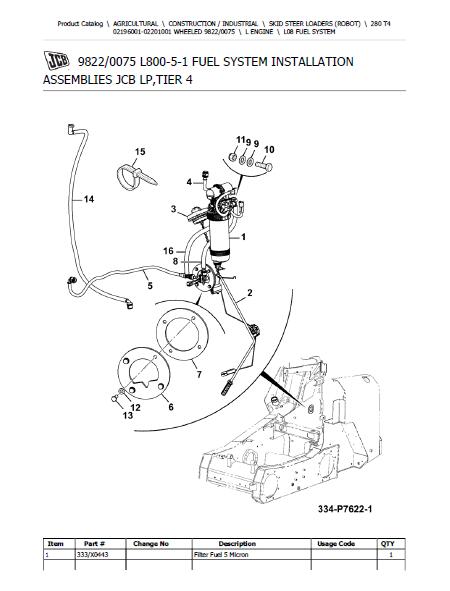 JCB 280 T4 WHEELED Robot Parts Catalogue Manual (Serial Number: 021960 ...