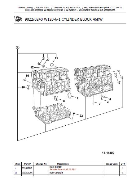 JCB 205 T4 WHEELED Robot Parts Catalogue Manual (Serial Number: 022010 ...