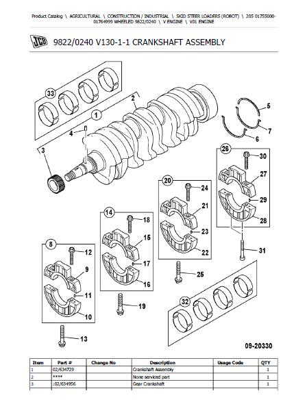 JCB 205 WHEELED Robot Parts Catalogue Manual (Serial Number: 01755000 ...