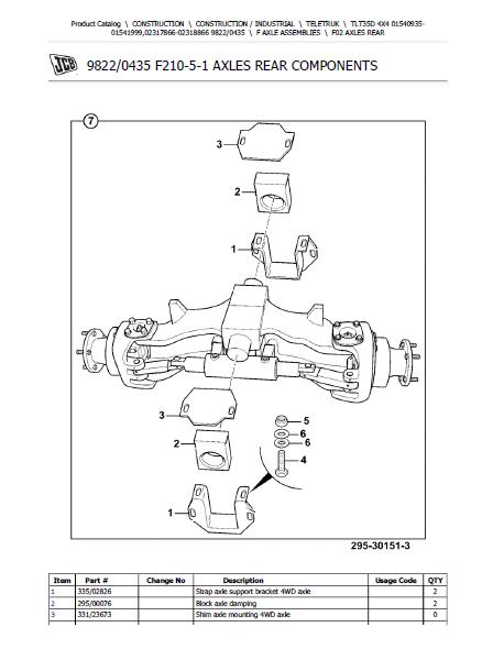 JCB TLT35D 4X4 Teletruk Parts Catalogue Manual (Serial Number: 0154093 ...