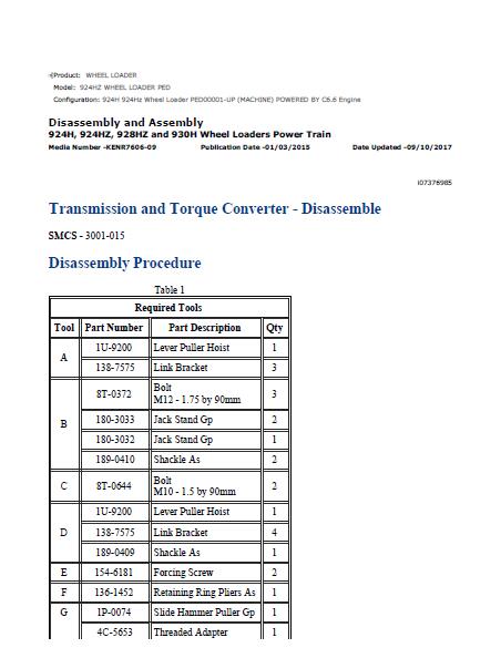 Caterpillar Cat 924H Wheel Loader (Prefix PED) Service Repair Manual ...