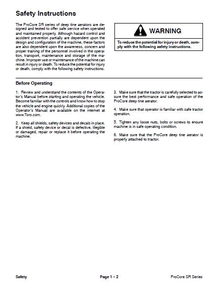 Toro ProCore SR75 Service Repair Manual – FREESAMPLESERVICEMANUAL