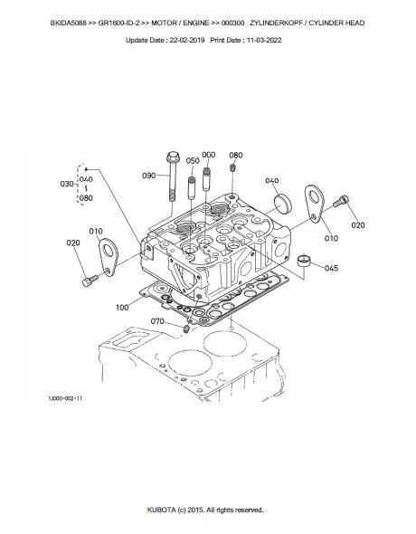 Kubota GR1600-ID-2 Lawn Tractor Parts Catalogue Manual (Publishing ID ...