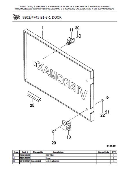JCB VM200PD T2 VIBROMAX Parts Catalogue Manual (Serial Number: 0180000 ...
