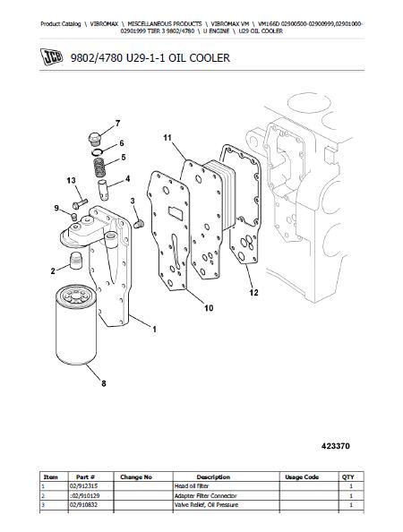 JCB VM166D TIER 3 VIBROMAX Parts Catalogue Manual (Serial Number: 0290 ...