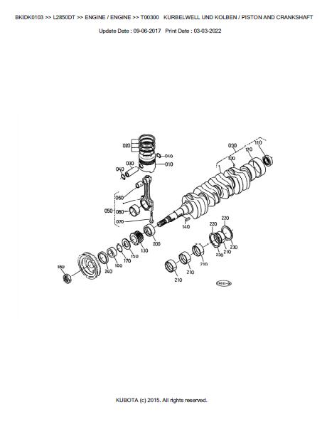 Kubota L2850DT Tractor Parts Catalogue Manual (Publishing ID: BKIDK010 ...