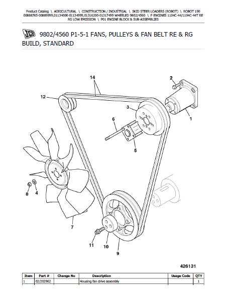 JCB 190 Robot Parts Catalogue Manual (Serial Number : 01316200-0131749 ...