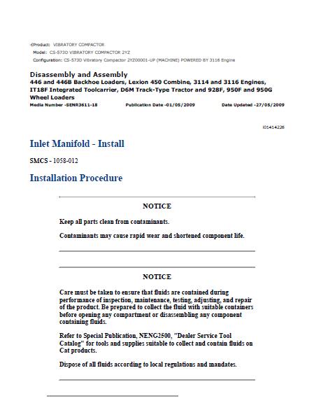 Caterpillar Cat CS-573D Vibratory Compactor (Prefix 2YZ) Service Repai ...