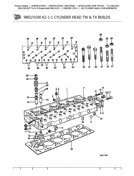 JCB 712 ADT Tw & Tx Engine ARTICULATED DUMP TRUCK Parts Catalogue Manu ...