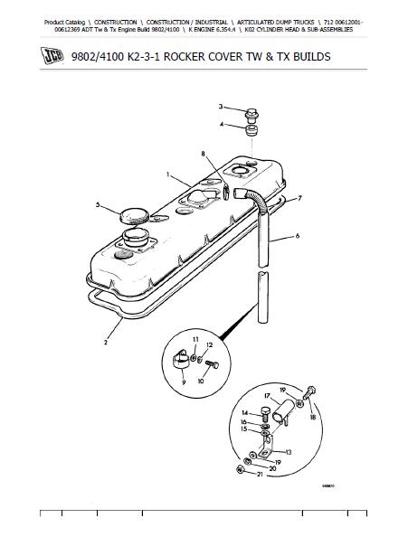 JCB 712 ADT Tw & Tx Engine ARTICULATED DUMP TRUCK Parts Catalogue Manu ...