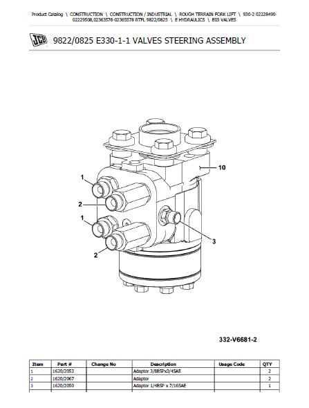 JCB 930-2 Rough Terrain Forklift Parts Catalogue Manual (Serial Number ...