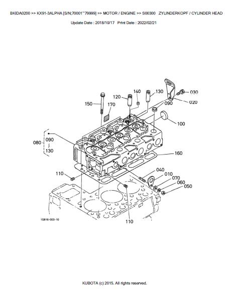 Kubota KX91-3 ALPHA (SN: 70001-79999) Excavator Parts Catalogue Manual ...