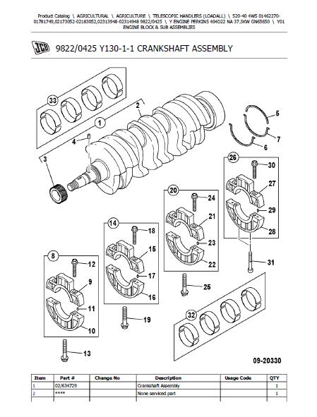 JCB 520-40 4WS Telescopic Handlers (Loadall) Parts Catalogue Manual (S ...