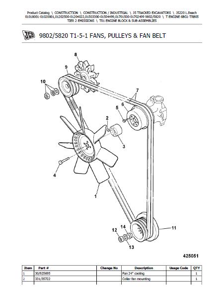 JCB JS220 L.Reach TRACKED EXCAVATOR Parts Catalogue Manual (Serial Num ...