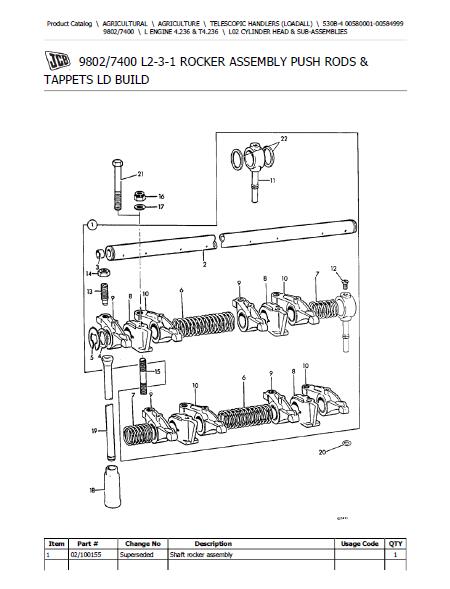 JCB 530B-4 Telescopic Handlers (Loadall) Parts Catalogue Manual (Seria ...