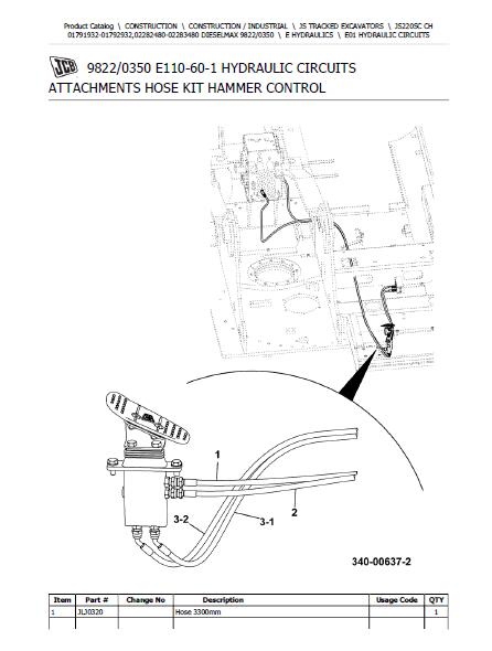 JCB JS220SC CH TRACKED EXCAVATOR Parts Catalogue Manual (Serial Number ...