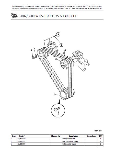 JCB JZ255 TRACKED EXCAVATOR Parts Catalogue Manual (Serial Number: 012 ...