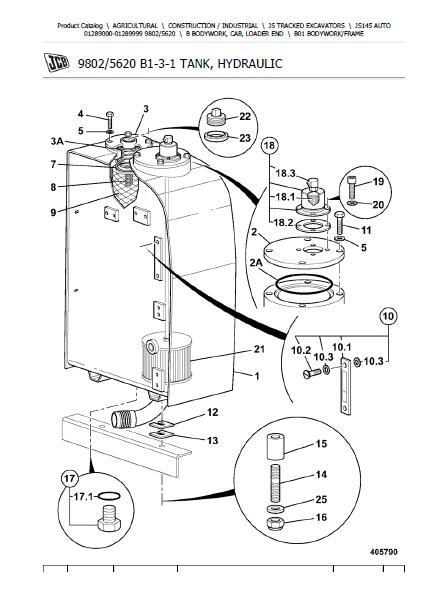 JCB JS145 AUTO TRACKED EXCAVATOR Parts Catalogue Manual (Serial Number ...