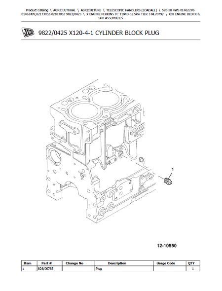 JCB 520-50 4WS Telescopic Handlers (Loadall) Parts Catalogue Manual (S ...