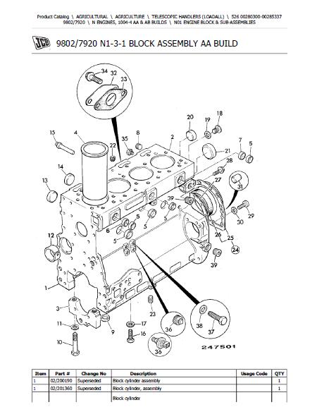 JCB 526 Telescopic Handlers (Loadall) Parts Catalogue Manual (Serial N ...