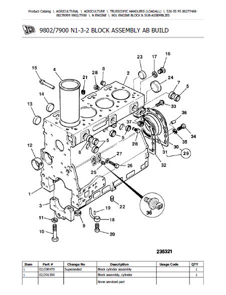 JCB 526-55 FS Telescopic Handlers (Loadall) Parts Catalogue Manual (Se ...