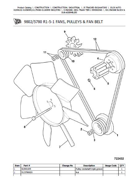 JCB JS130 AUTO TRACKED EXCAVATOR Parts Catalogue Manual (Serial Number ...