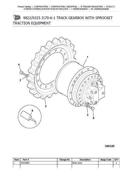 JCB JS130LC D TRACKED EXCAVATOR Parts Catalogue Manual (Serial Number ...