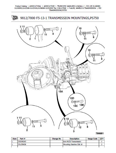 JCB 533-105 Tier 2 Telescopic Handlers (Loadall) Parts Catalogue Manua ...