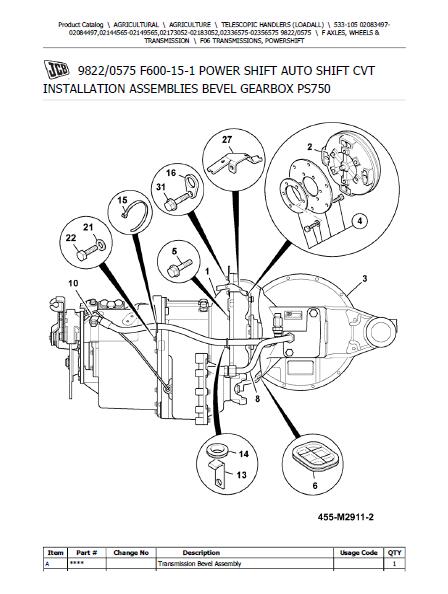 JCB 533-105 Telescopic Handlers (Loadall) Parts Catalogue Manual (Seri ...