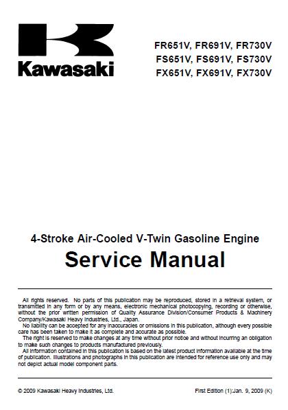 Kawasaki FR651V 4-Stroke Air-Cooled V-Twin Gasoline Engine Service Rep ...