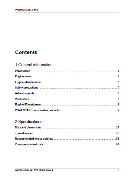 JCB Diesel 1000 Series Engine Model AG Service Repair Manual ...