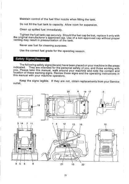 Takeuchi TL26 Crawler Loader Operator manual (Serial No. 2620186 and u ...