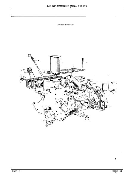 Massey Ferguson MF 400 COMBINE (GB) Parts Catalogue Manual ...