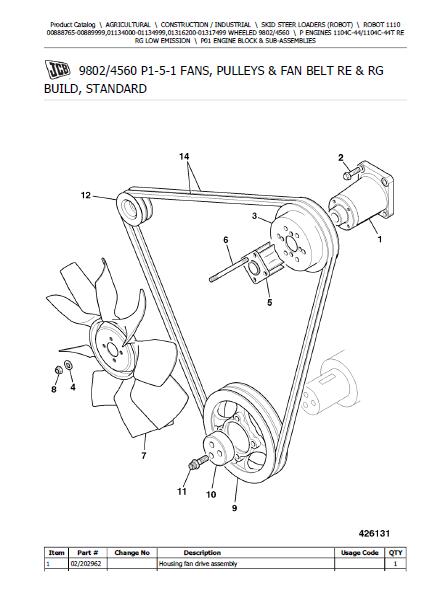 JCB 1110 Robot Parts Catalogue Manual (Serial Number : 00888765-008899 ...