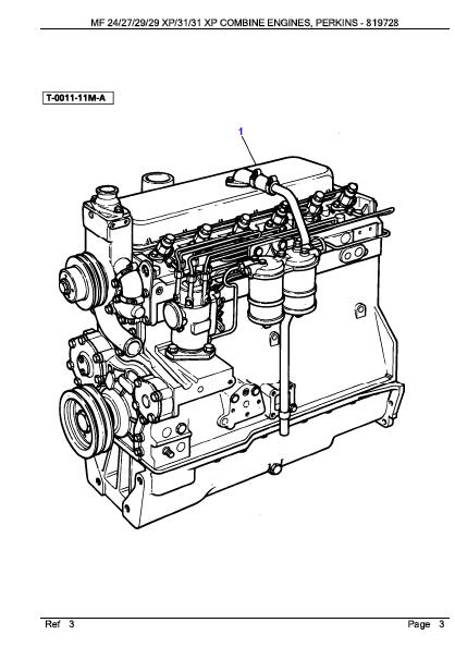 Massey Ferguson MF 29 COMBINE ENGINES (PERKINS) Parts Catalogue Manual ...