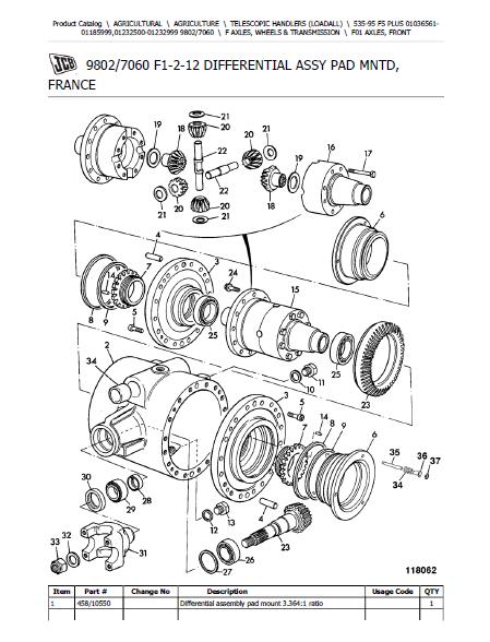 JCB 535-95 FS PLUS Telescopic Handlers (Loadall) Parts Catalogue Manua ...