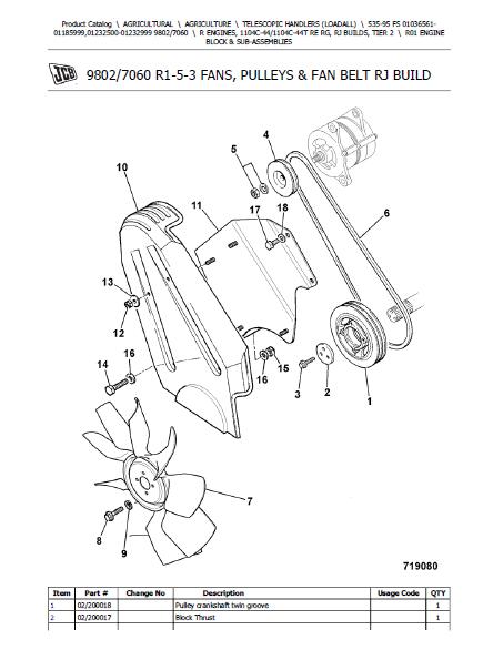 JCB 535-95 FS Telescopic Handlers (Loadall) Parts Catalogue Manual (Se ...