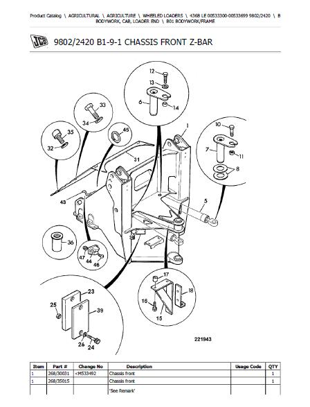 JCB 436B LE Wheeled Loader Parts Catalogue Manual (Serial Number: 0053 ...