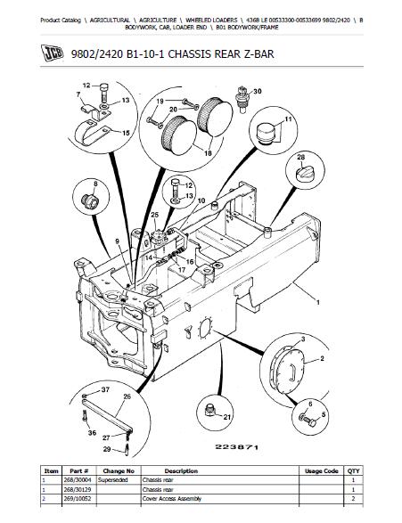 JCB 436B LE Wheeled Loader Parts Catalogue Manual (Serial Number: 0053 ...