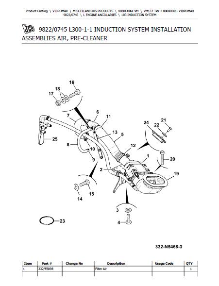 JCB VM137 Tier 2 VIBROMAX Parts Catalogue Manual (Serial Number: 00000 ...
