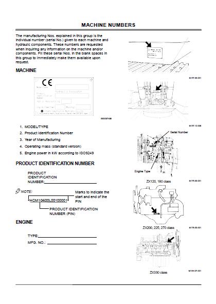 HITACHI ZAXIS 270, 270LC EXCAVATOR Operator manual SN:020035 and up ...