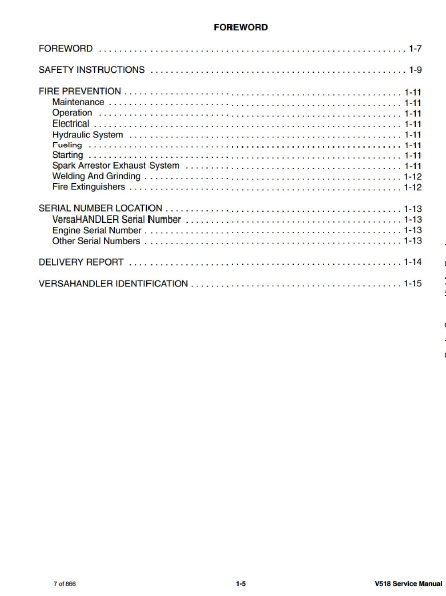 Bobcat V518 VersaHANDLER Telescopic Forklift Service Repair Manual S/N ...