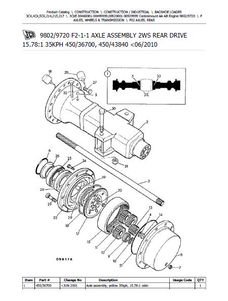 JCB 3CXE Centremount AA AB Engine BACKOHE LOADER Parts Catalogue Manua ...