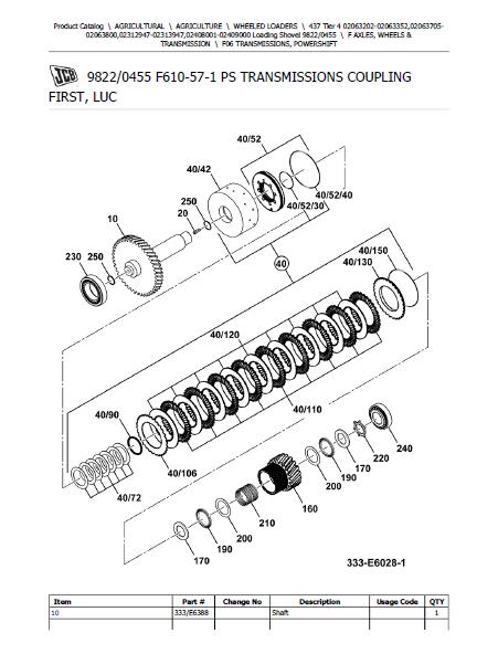JCB 437 Tier 4 Wheeled Loader Parts Catalogue Manual (Serial Number: 0 ...